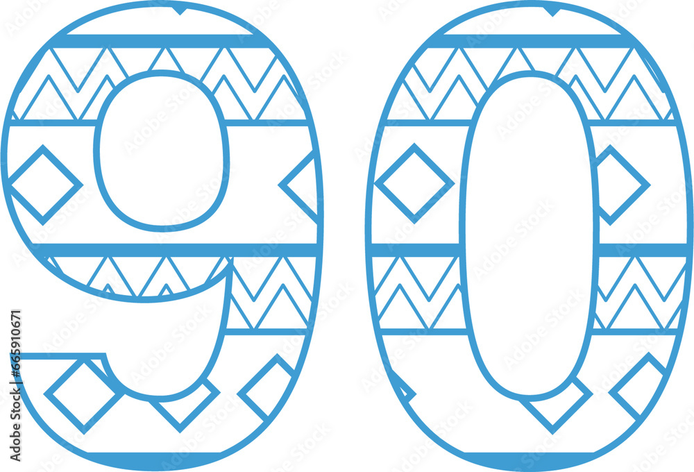 Digital png illustration of blue 90 number on transparent background ...