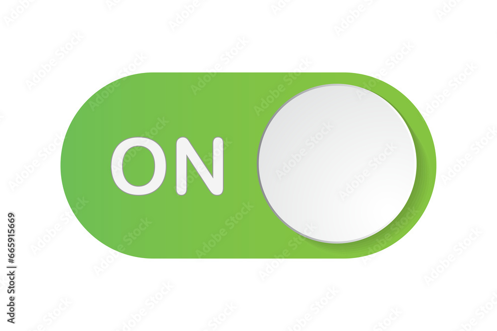 Gradient green ON Toggle switch button icon on transparent background ...