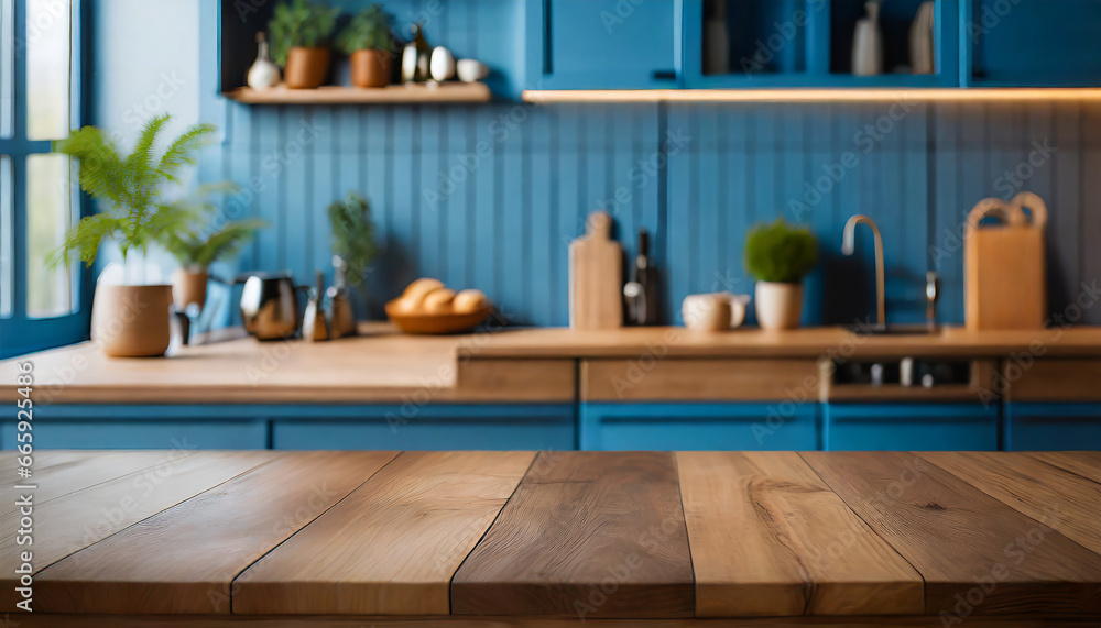 Wooden table top on blur kitchen room background,Modern Contemporary ...