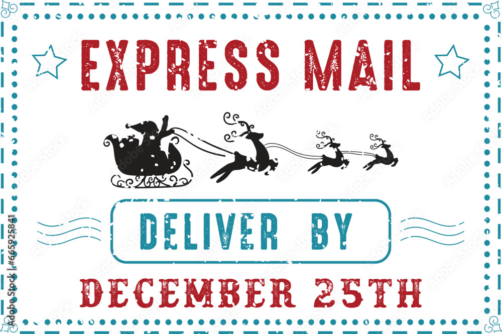 Vintage Santa Stamp Design, Santa stamp Logo, Santa mail SVG Design ...