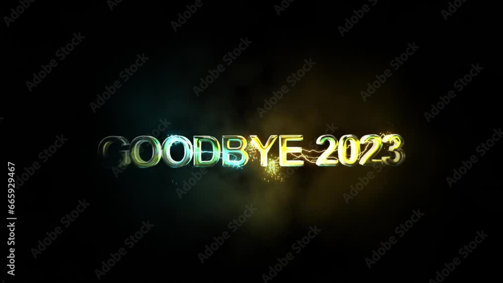 GOODBYE 2023 text animation with a dark cinematic and smoky atmosphere ...