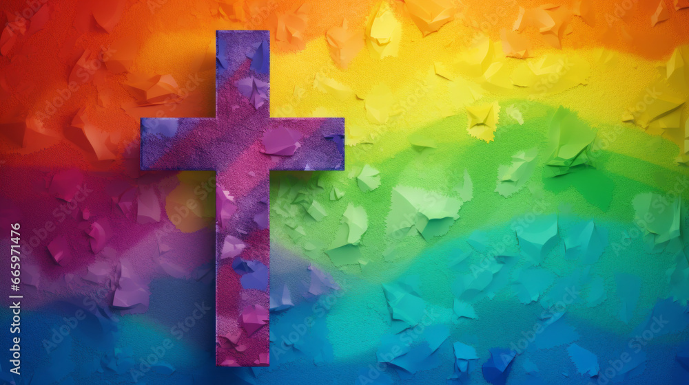 Cross with rainbow colors, generated with ai Stock Illustration | Adobe ...