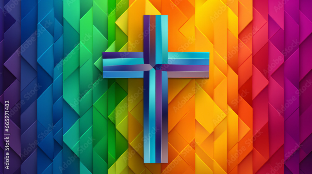 Cross with rainbow colors, generated with ai Stock Illustration | Adobe ...