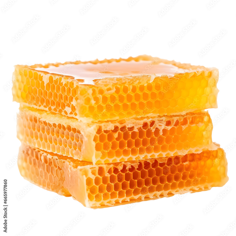 Honeycomb element. Honeycomb with honey on transparent background ...