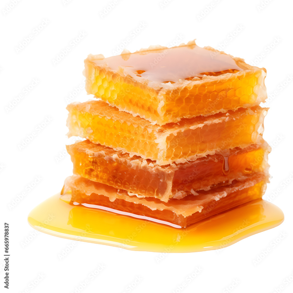 Honeycomb element. Honeycomb with honey on transparent background ...