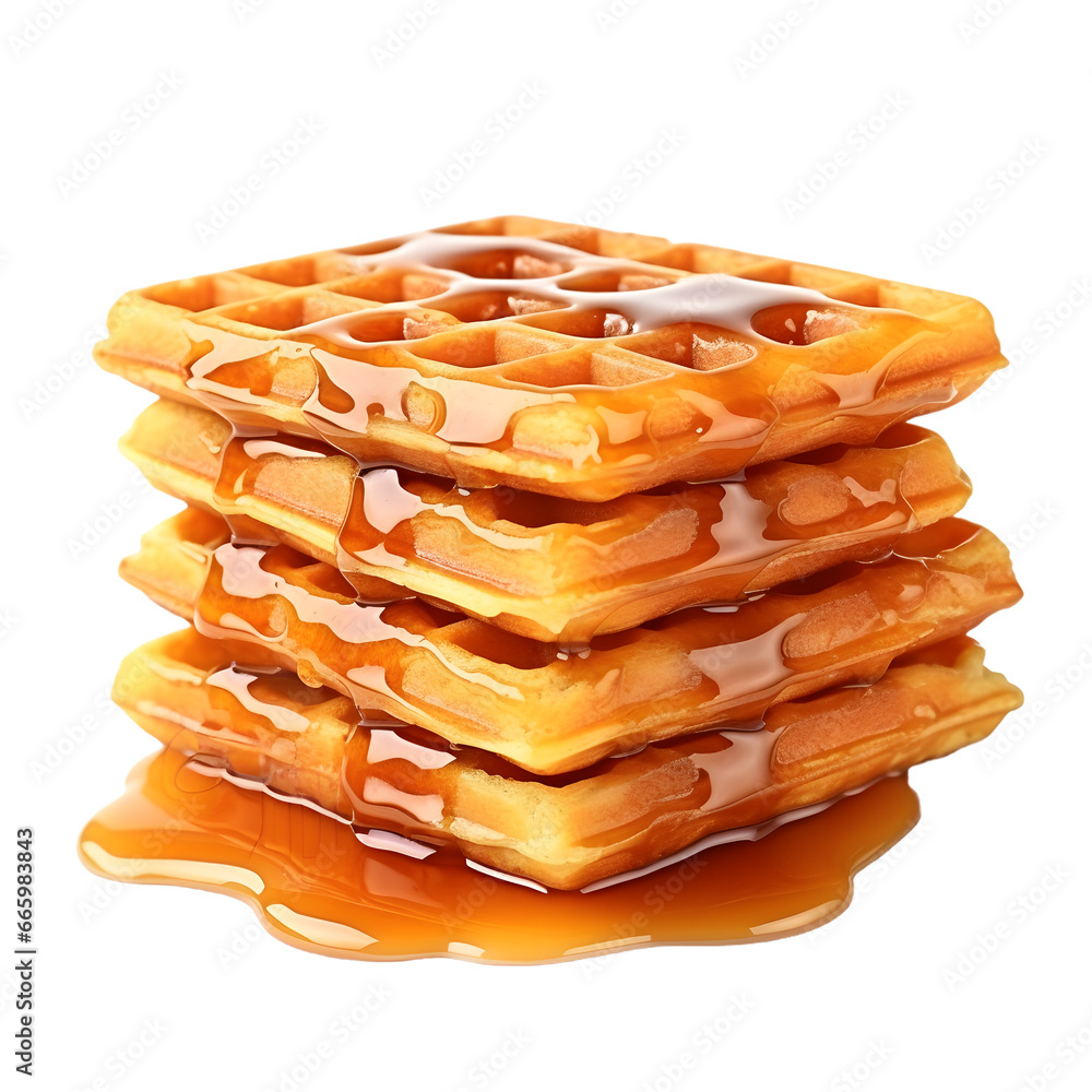 Closeup waffle with maple syrup on transparent background. Waffle png ...