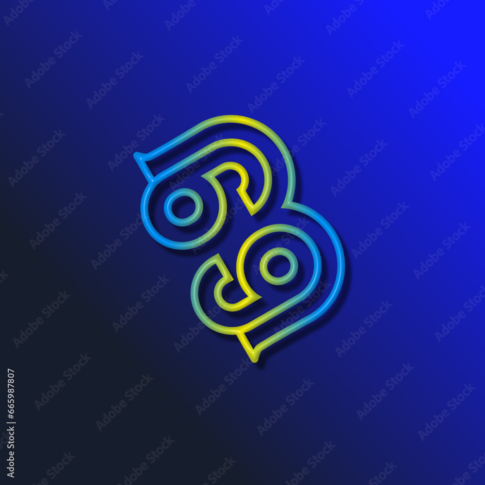 the logo consists of the letter B and number 69 combined. Outline and ...