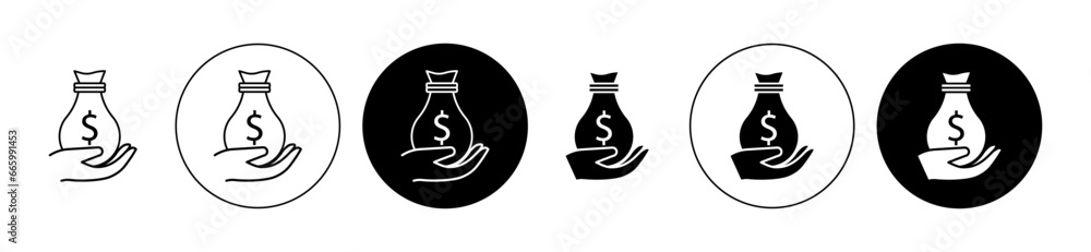loan icon set in black. personal bank loan vector sign for Ui designs ...
