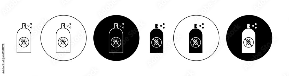 Insecticide icon set in black. disinfection spray vector sign ...