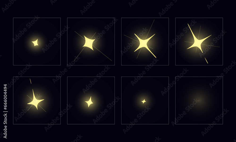 Shine light FX animation frame. Shine effect sprite sheet for video ...