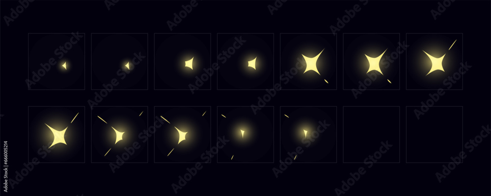 Shine light FX animation frame. Shine effect sprite sheet for video ...