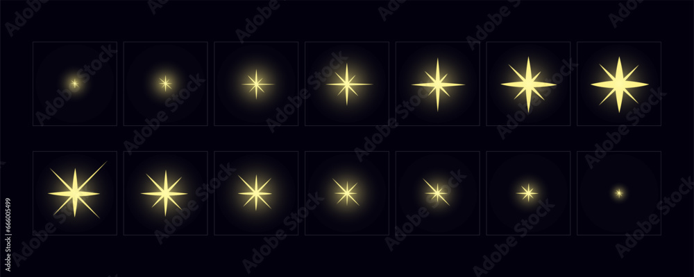 Shine light FX animation frame. Shine effect sprite sheet for video ...