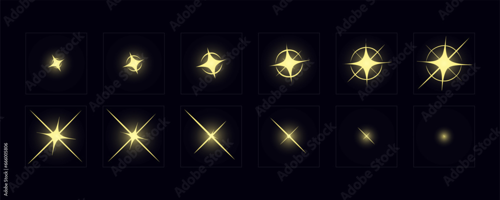 Shine light FX animation frame. Shine effect sprite sheet for video ...