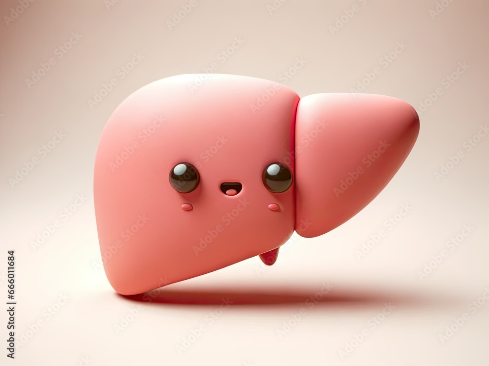 3D render of a cute human liver, stylized with soft textures, pastel ...