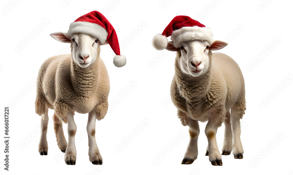 Sheep wearing a christmas hat on transparent background Stock ...