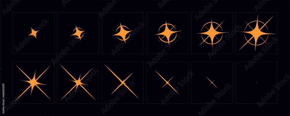 Vecteur Stock Shine light FX animation frame. Shine effect sprite sheet ...