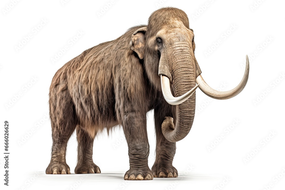 Photo of a realistic representation of a woolly mammoth on a plain ...