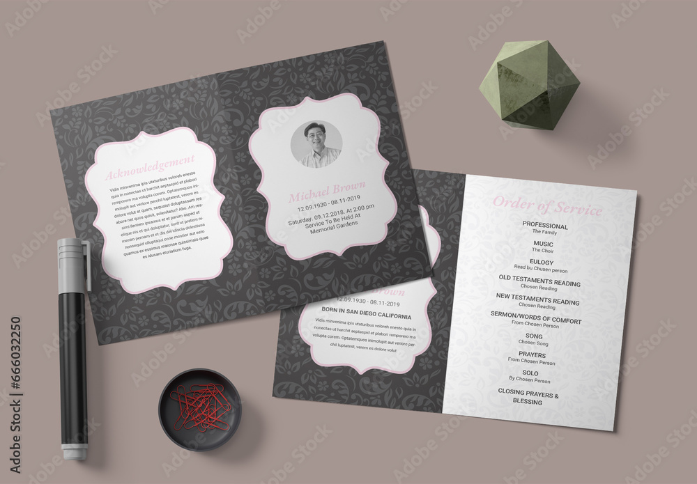 Funeral Poster Layout with Modern Design Stock Template | Adobe Stock