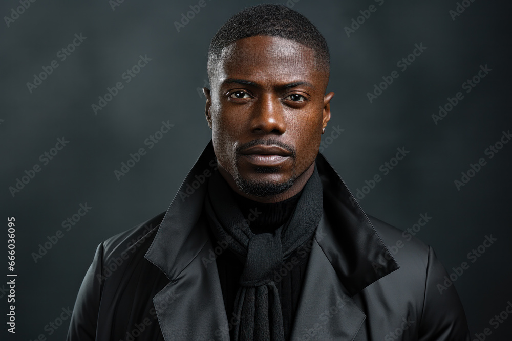 beautiful black man with short hair on clean background portrait ...