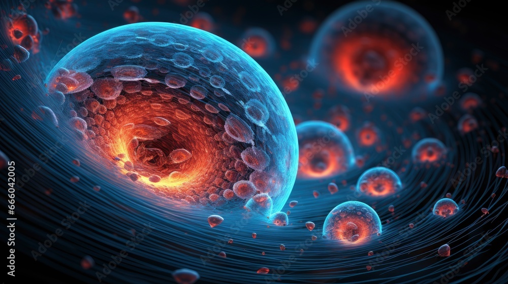 Medical illustration of ovum fertilization microscopic view 3D graphics ...