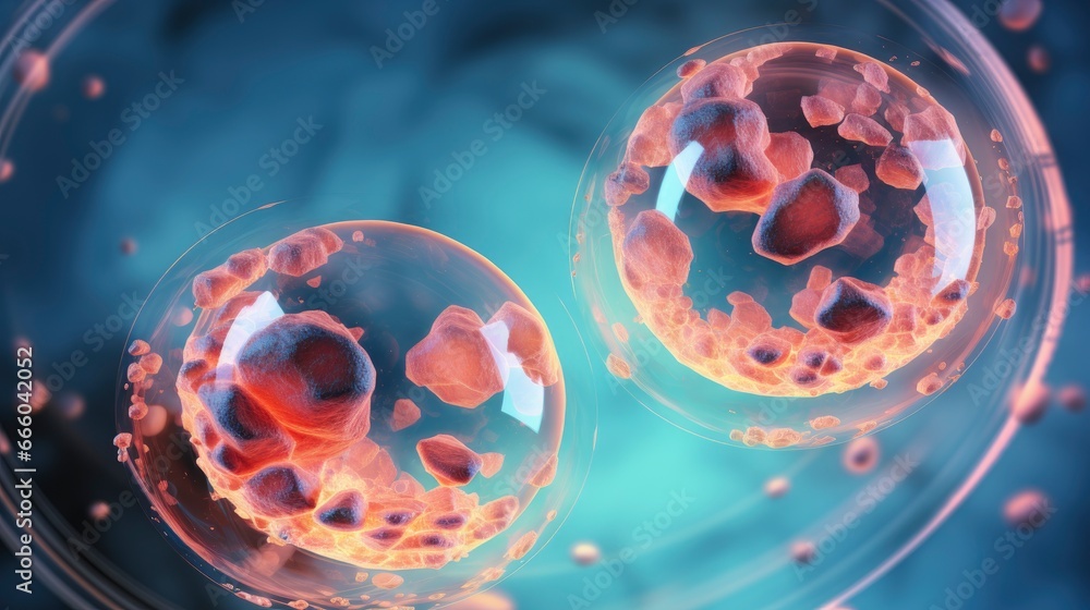 Medical illustration of two-cell embryo under a microscope Stock ...