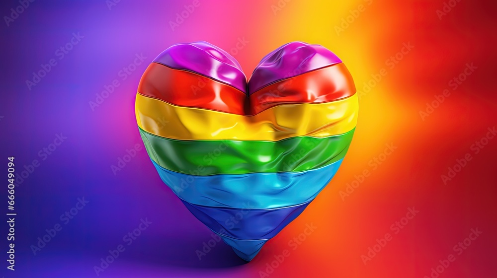 LGBT Rights with red heart on rainbow flag, symbol of LGBT pride month ...