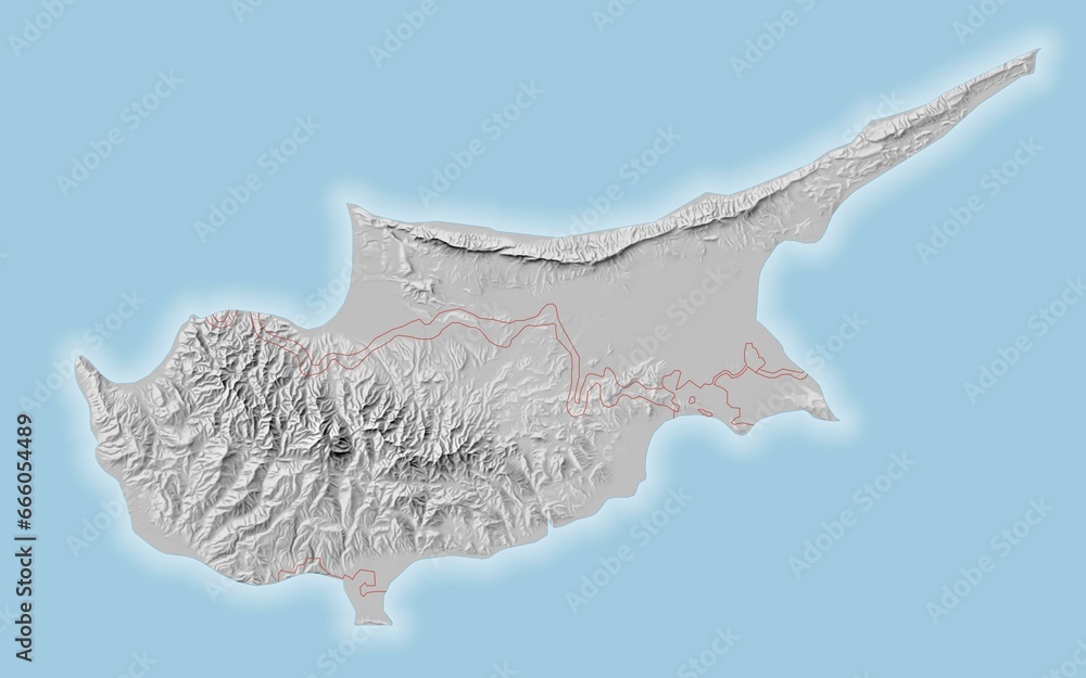 Topographic map of Cyprus with shaded relief Stock Illustration | Adobe ...