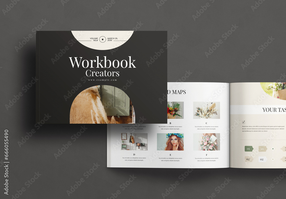 Workbook with Landscape Stock Template | Adobe Stock