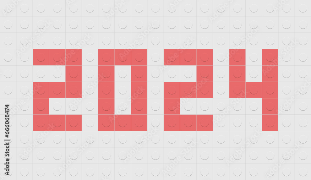 2024 red sign on a Bricks stylised background. Bricks stylised ...