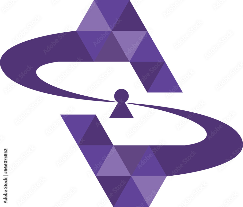 initial S letter with hole key connected with triangulation art style ...