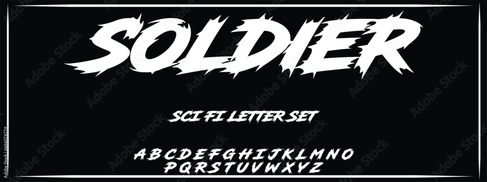 SOLDIER, Sports minimal tech font letter set. Luxury vector typeface ...