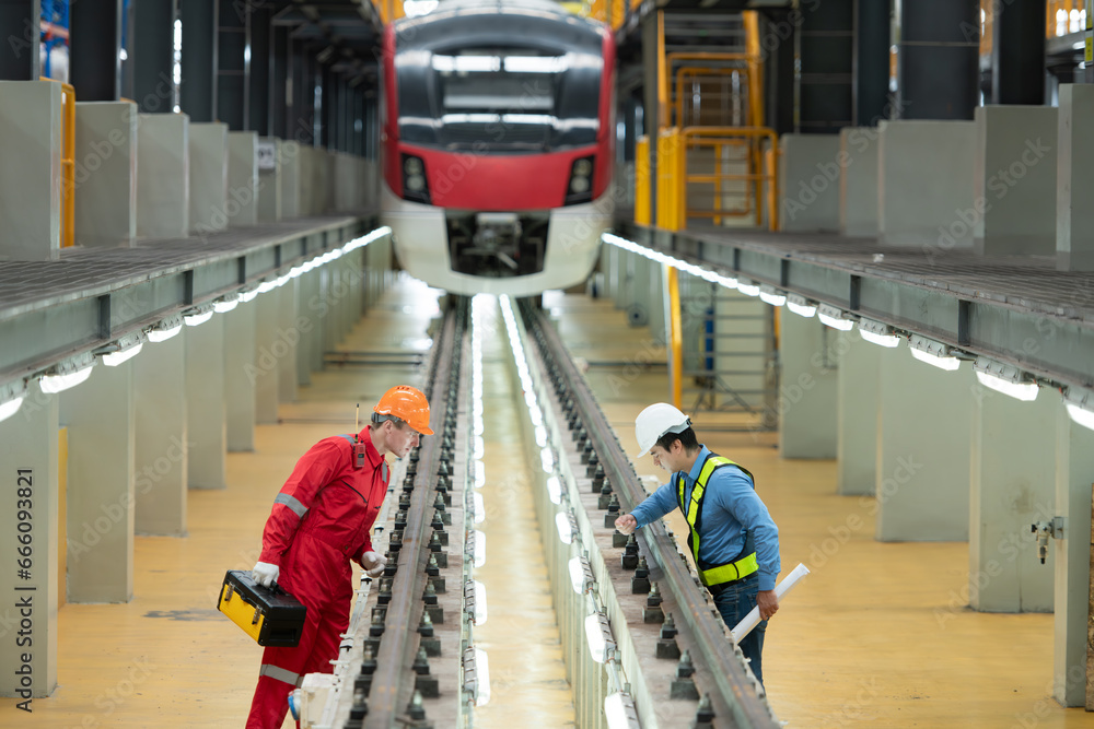 After the electric train is parked in the electric train repair shop ...