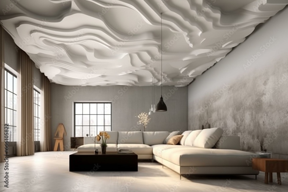 Modern ceiling wallpaper with a 3D illustration and flexible design ...