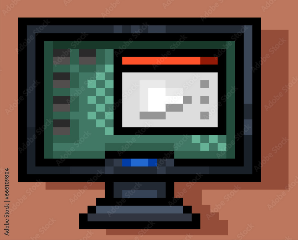 Monitor pixel art, editable vector, 8-bit pixelated vector, Pixel art ...
