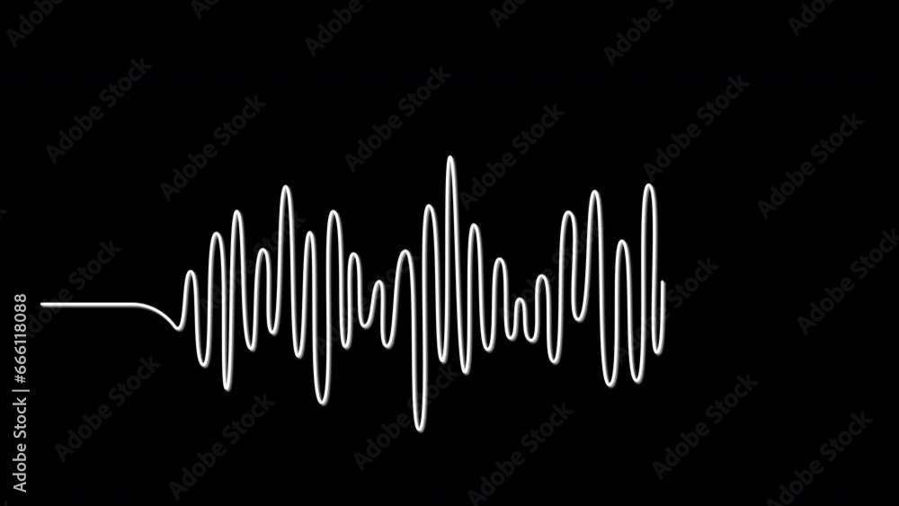 Continuous one line drawing of sound wave with different amplitude ...