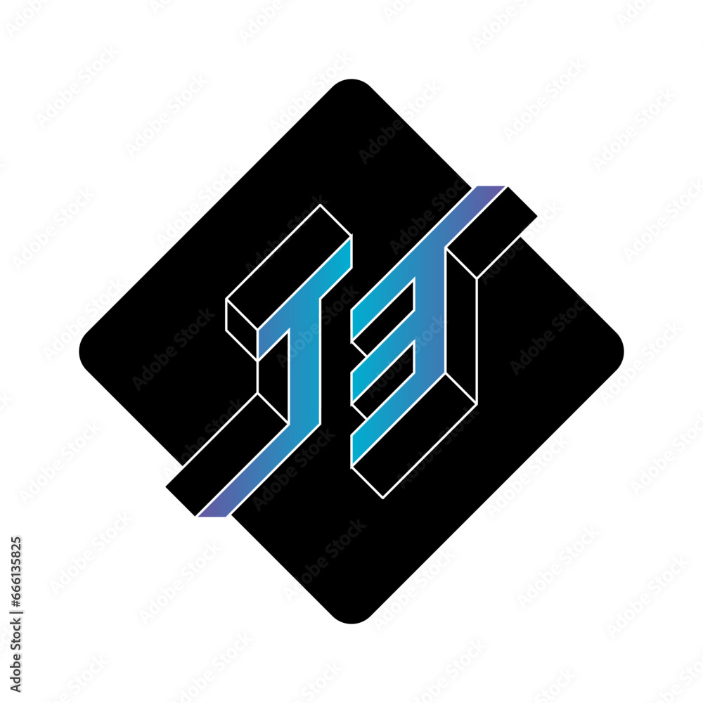 T and 3 - Monogram or logotype. Isometric 3d font for design. Three ...