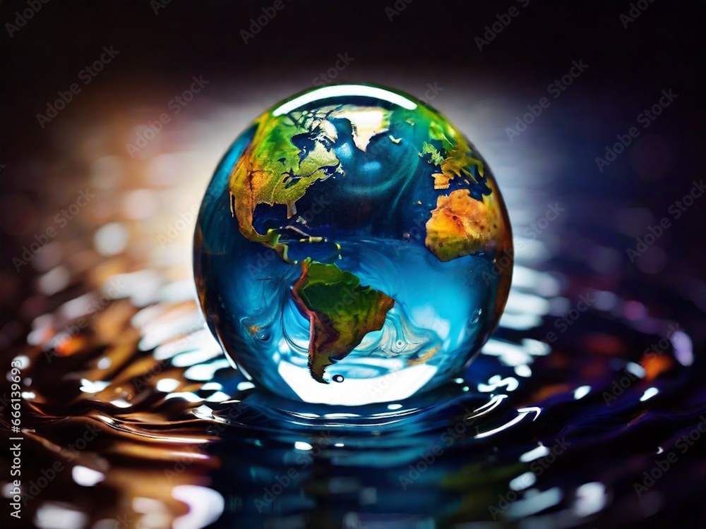 The drops of water hold the earth, the essential source of life. The ...