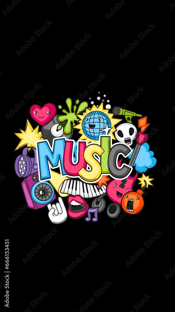 Colorful Cartoon Music Desktop Wallpaper, Poster, flyer, illustration ...