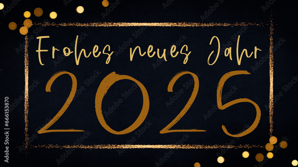 Frohes neues Jahr 2025, Neujahr Silvester Grußkarten Feier Karte mit ...