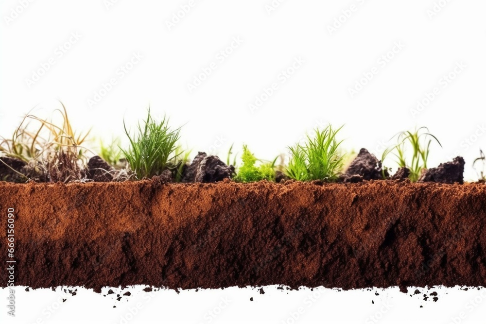 White background with isolated soil banner and peat moss. Generative AI ...