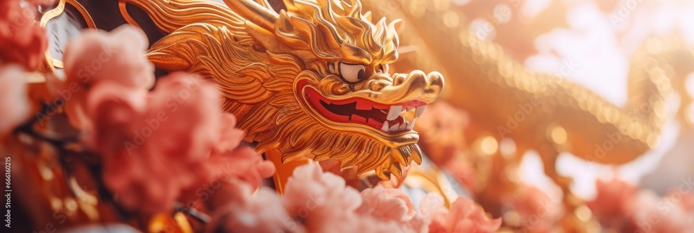 Chinese dragon face, Chinese year of the dragon panorama Stock Photo ...
