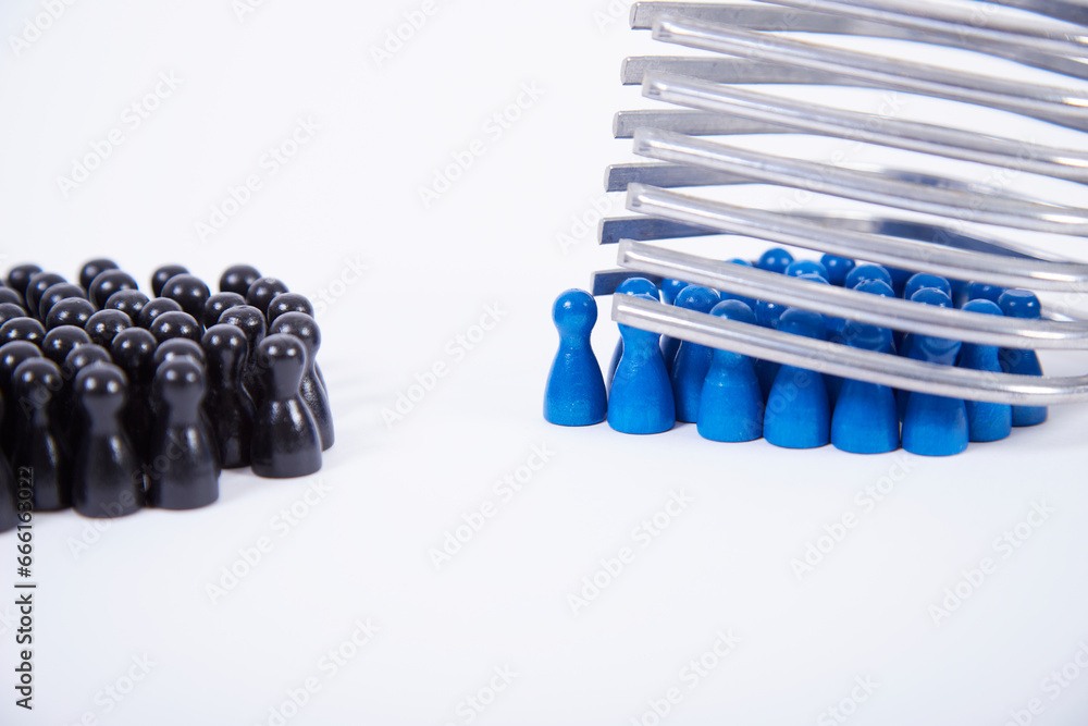 wooden figurines in the colors of German political parties cdu, csu and ...