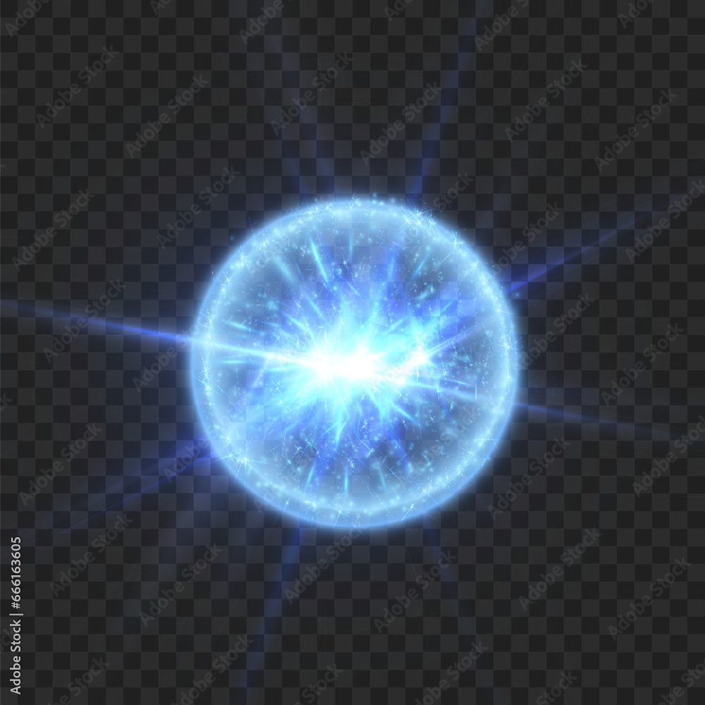 Abstract light effect. Explosion of a blue nova in outer space. Vector ...