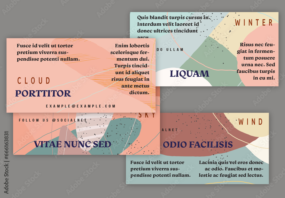 Web Banner Layout Overlapping Blobs Textured With Spots And Lines Stock ...