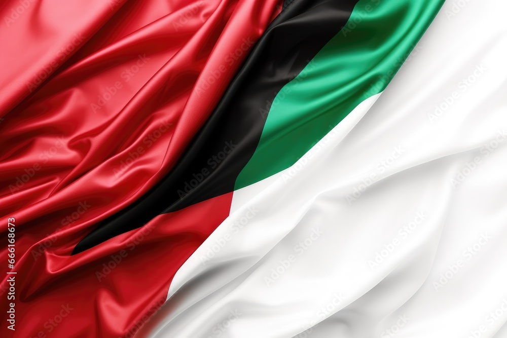 Waving flag of Kuwaiti. Official state symbol of Kuwait, Fabric texture ...