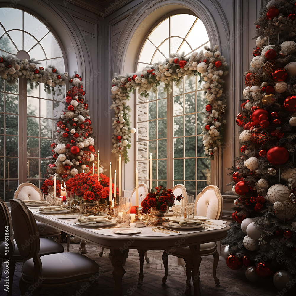 Elegantly Extravagant Christmas Dining: Ethereal Trees, Vray Tracing ...
