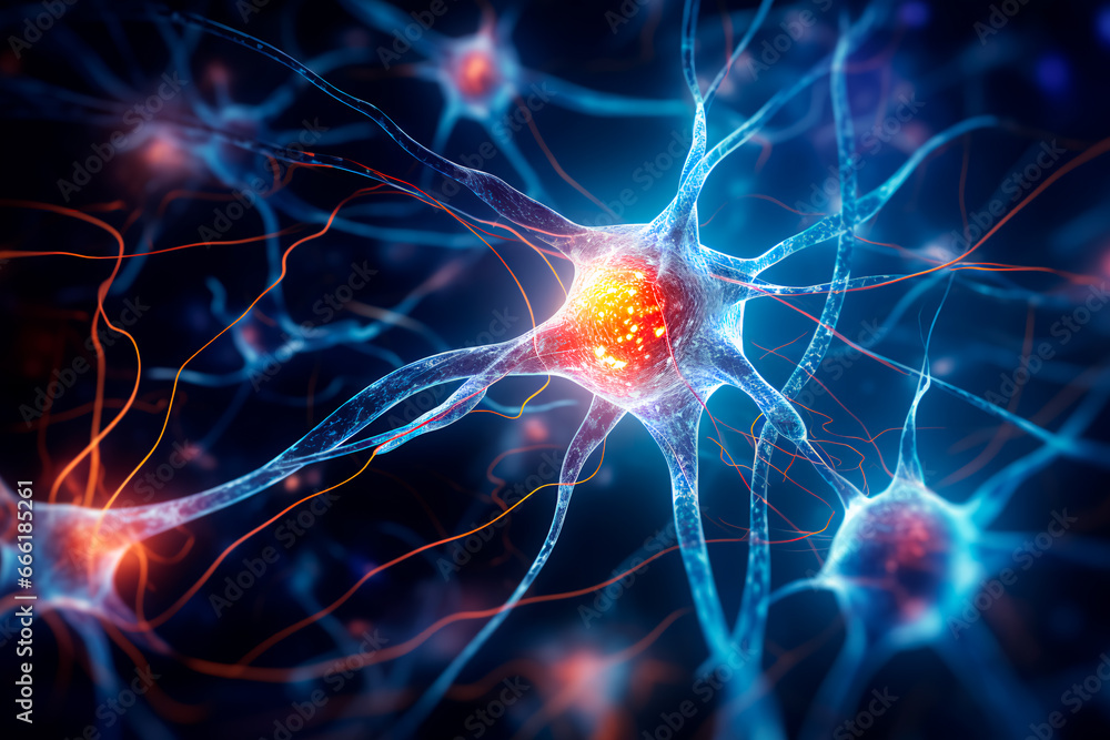 Nerves and synapses in the human brain. Brain chemistry. Nerve ...