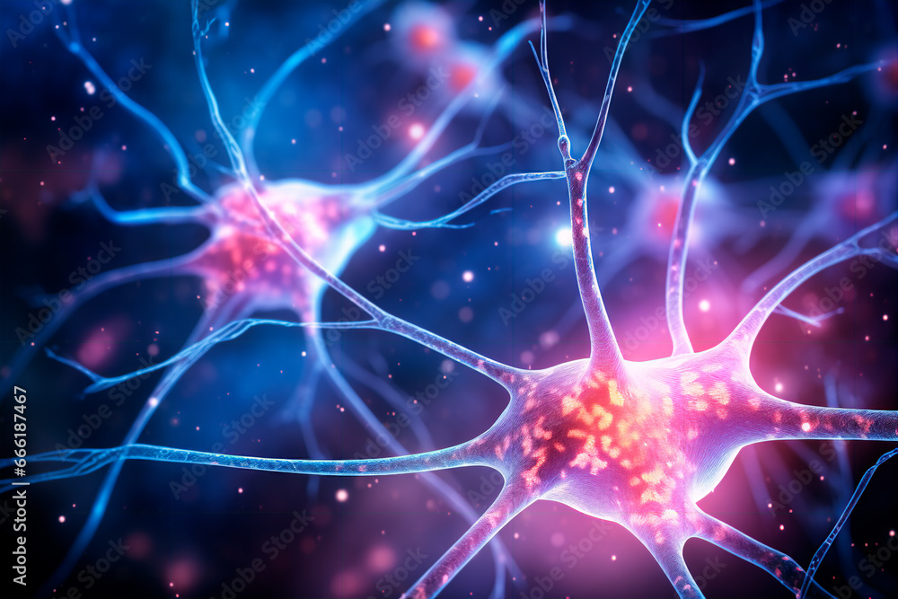 Nerves and synapses in the human brain. Brain chemistry. Nerve ...