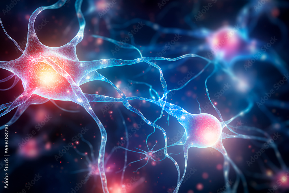 Nerves and synapses in the human brain. Brain chemistry. Nerve ...