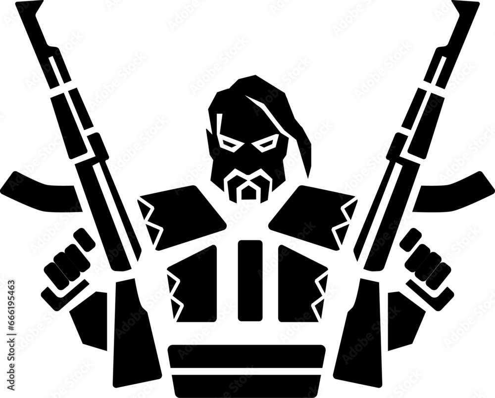 Ukrainian Cossack with submachine guns wearing in Ukrainian vyshyvanka ...